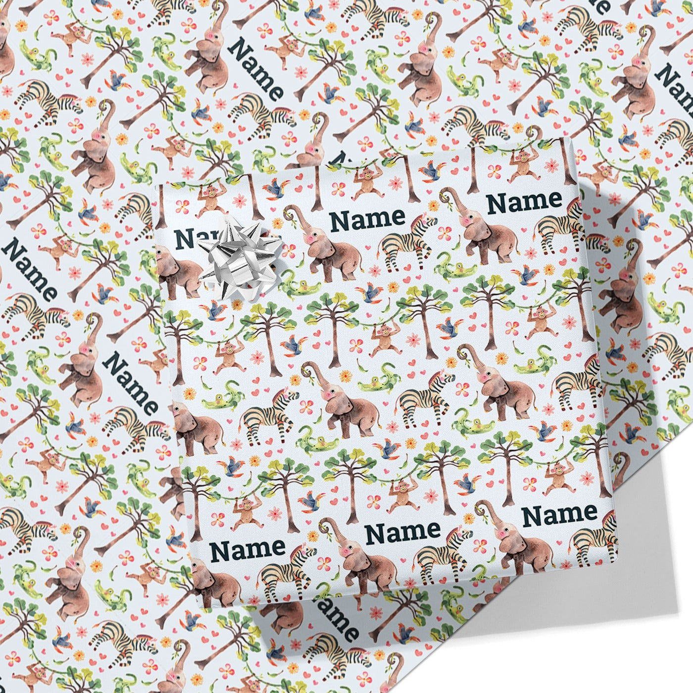 Jungle Animals Name Wrapping Paper – Printster